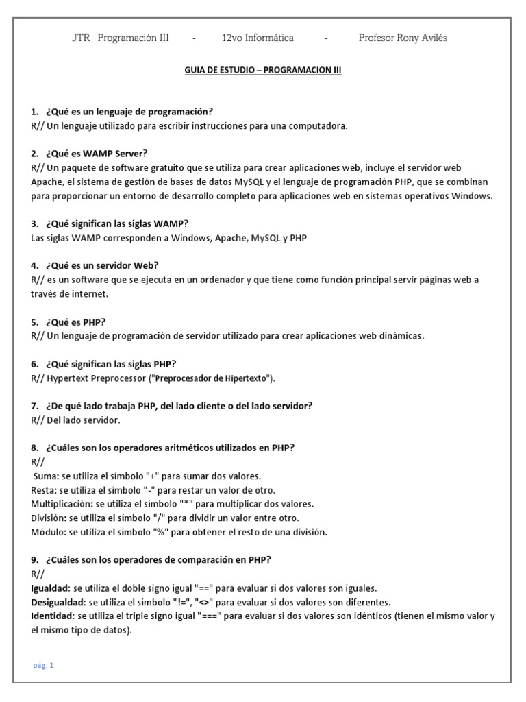 Guía introductoria completa sobre los conceptos básicos de PHP | PDF | Php | Tipo de datos
