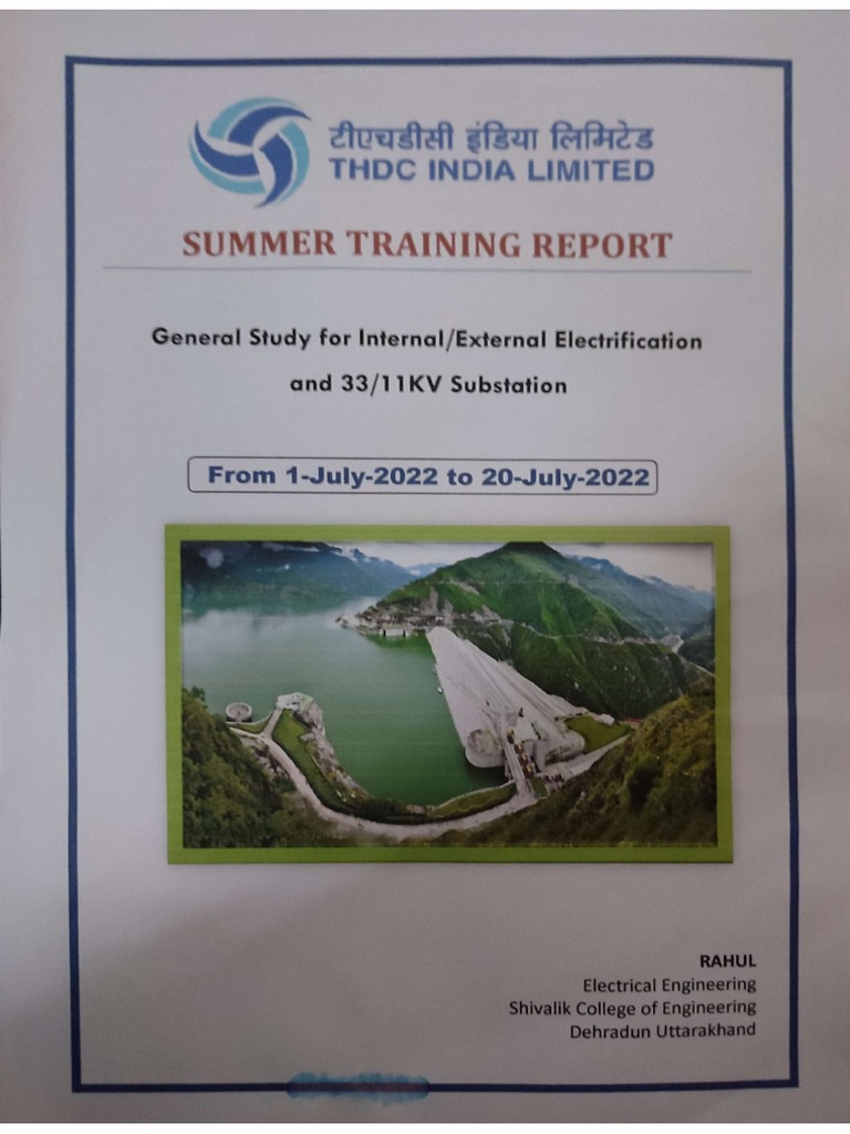 Rahul Summer Training Report THDC | PDF