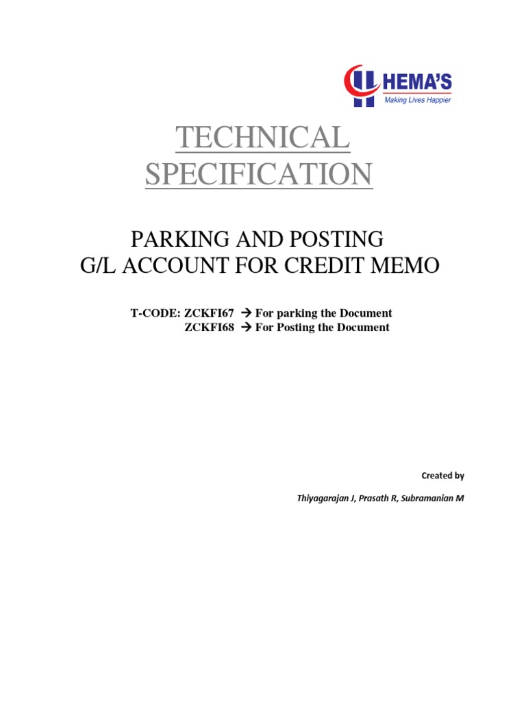 Credit Memo Technical Specification | PDF | Databases | Microsoft Excel