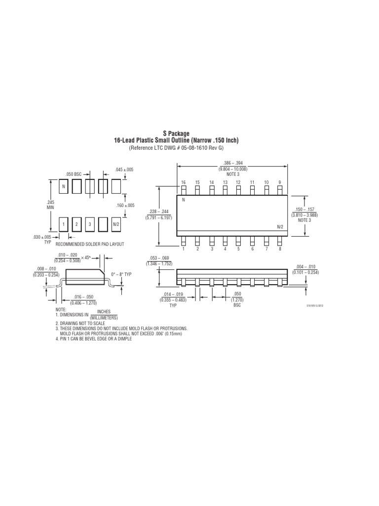 S Package 16-Lead Plastic Small Outline (Narrow .150 Inch) : (Reference ...