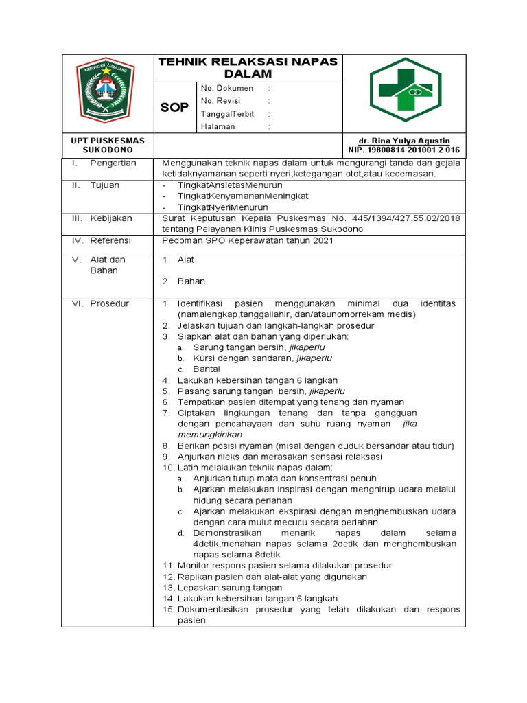 SOP-Terapi Relaksasi Napas Dalam | PDF