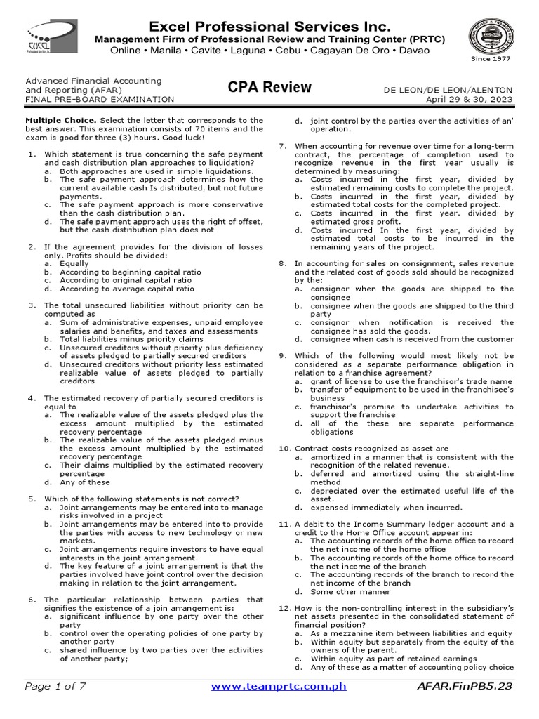 CPA Review: Excel Professional Services Inc | PDF