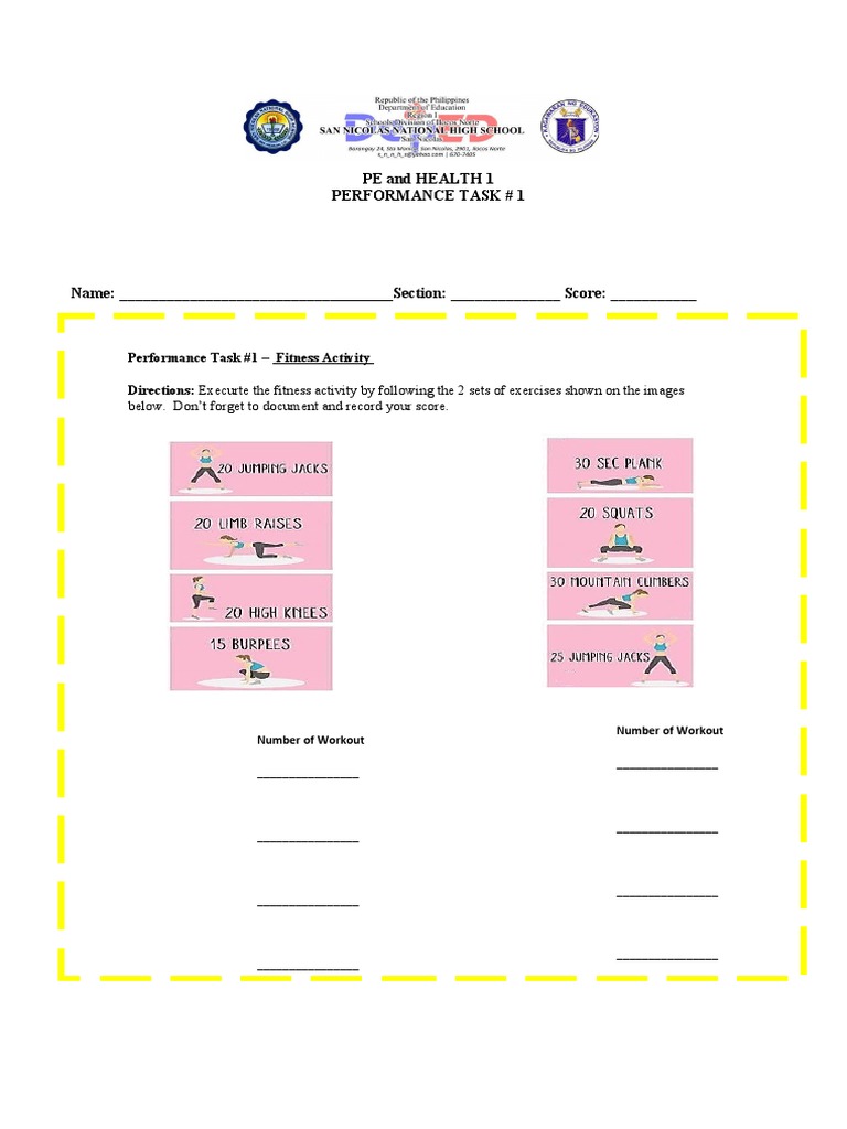 Pe and Health 1 Performance Task # 1 | PDF | Physical Fitness ...