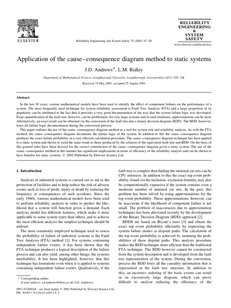 Application of The Cause Consequence Diagram Method To Static Systems | PDF