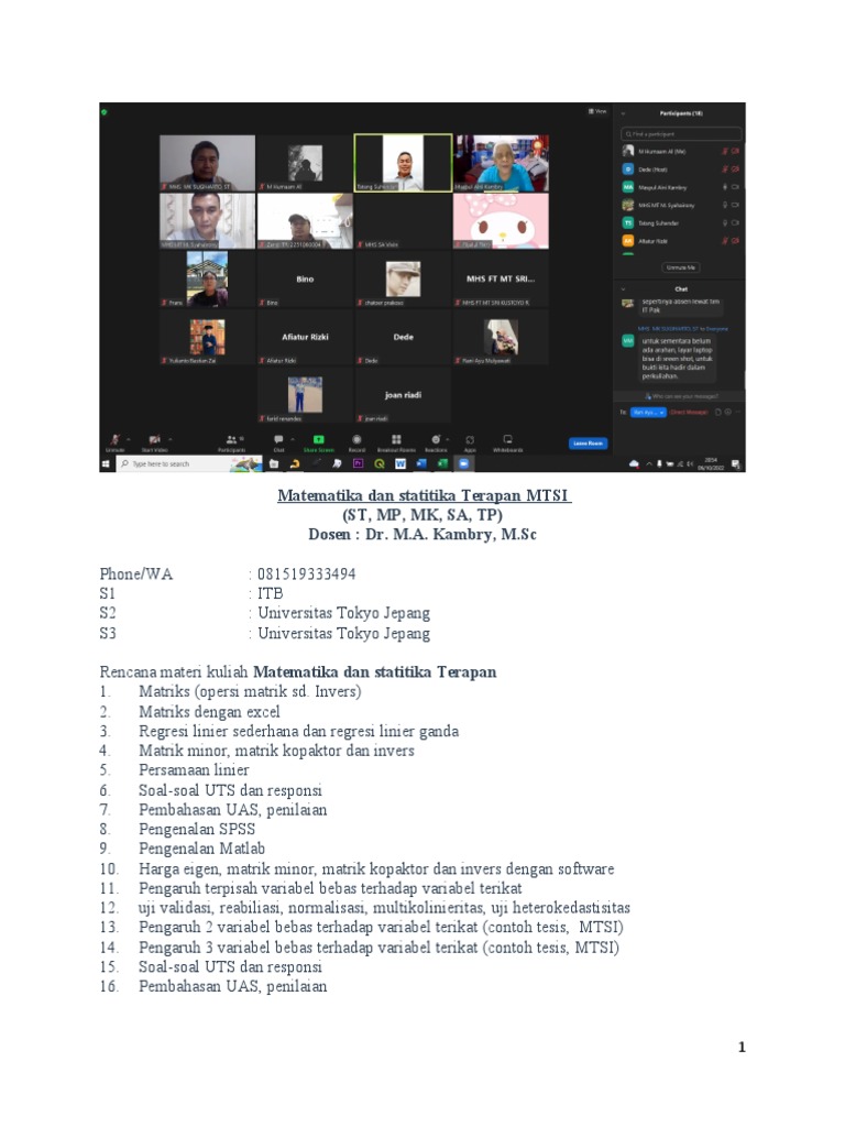 Kuliah-1 Matematika Terapan (6 Okt) | PDF