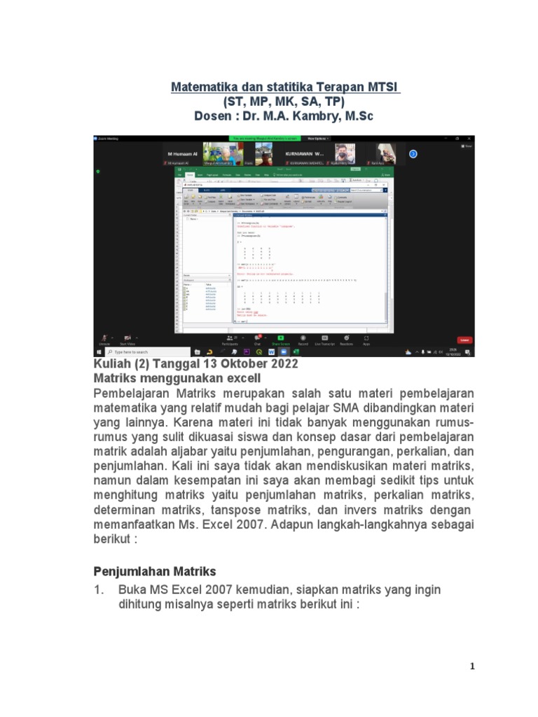 Kuliah-2 Matematika Terapan (13 Okt) | PDF