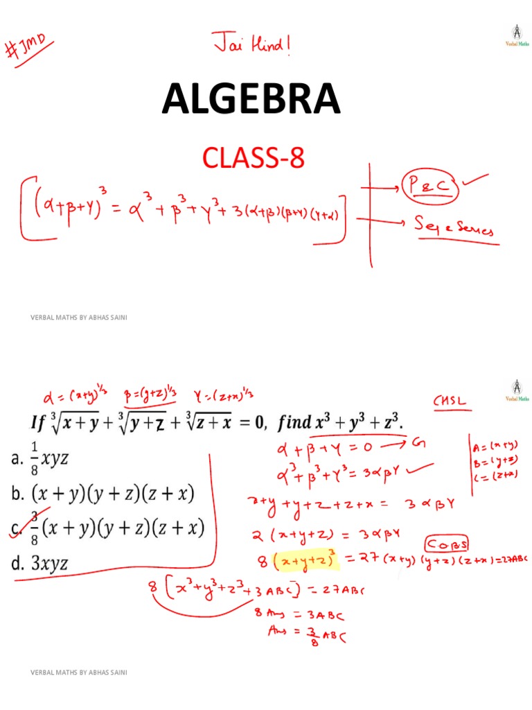 CLASS-8 Qa Algebra | PDF