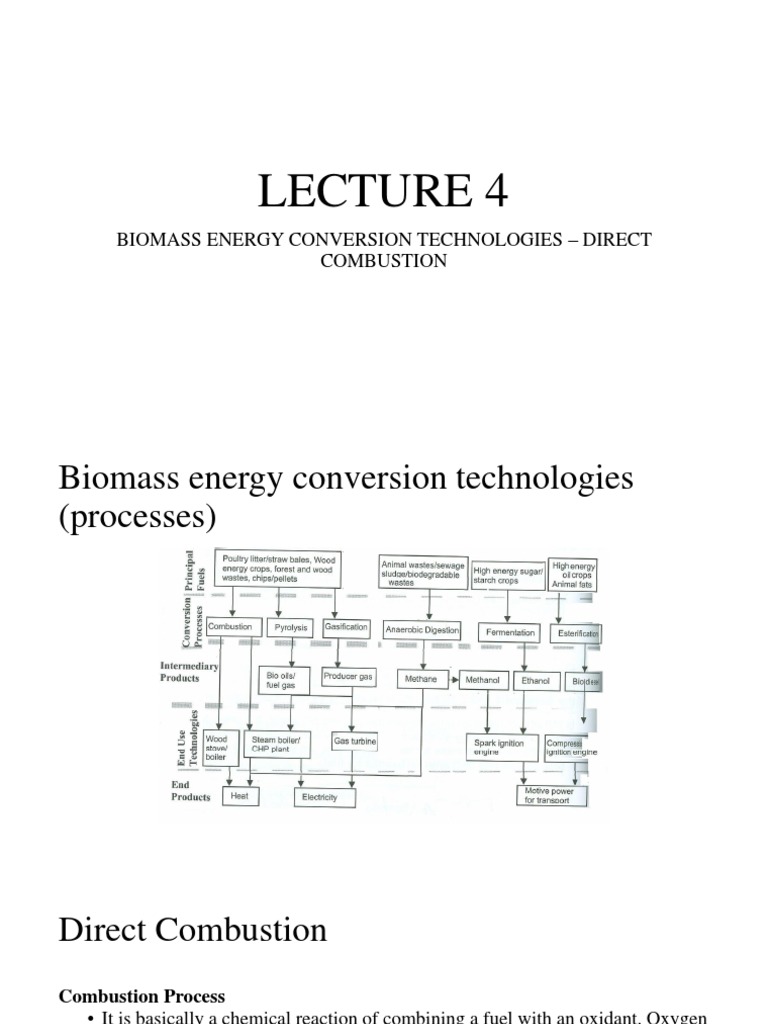 Lecture 4 - Biomass Energy Conversion Technologies and Processes ...