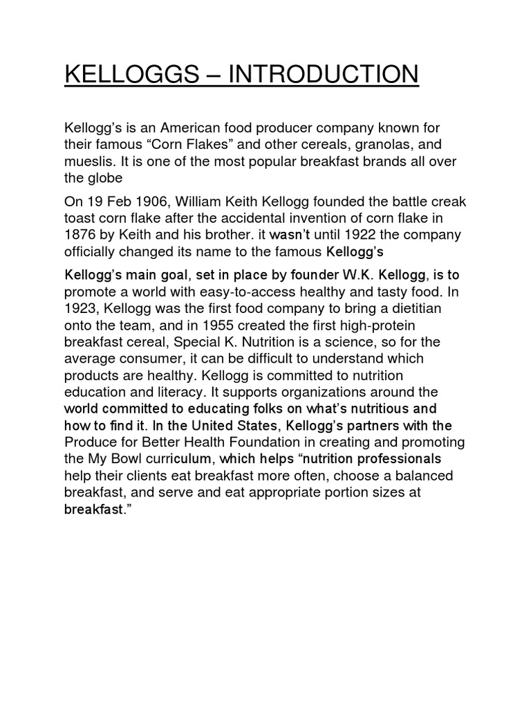 KELLOGGS | PDF | Technology & Engineering | Lifestyle