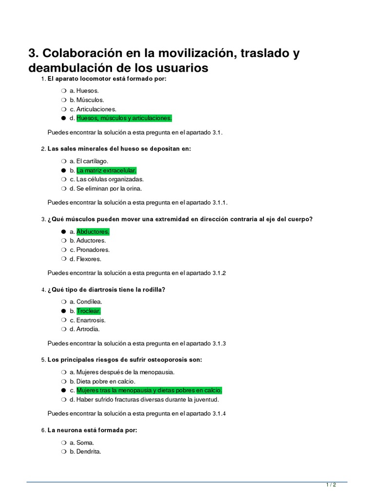 Test Ud3 - MF1018 - 2 | PDF | Articulación | Hueso