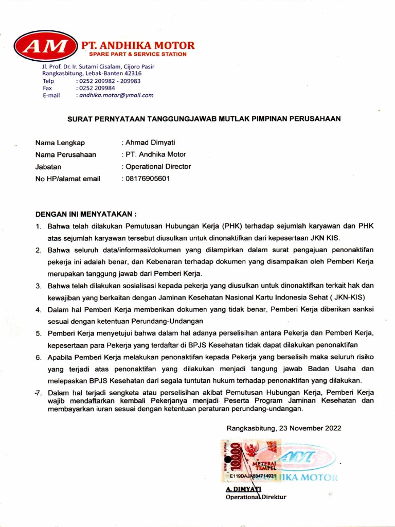 Dokumen Penonaktifan Peserta Bpjs Kesehatan Pdf