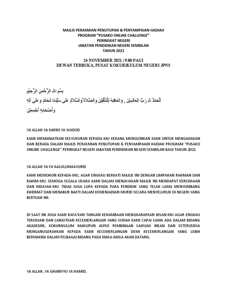 Teks Bacaan Doa | PDF