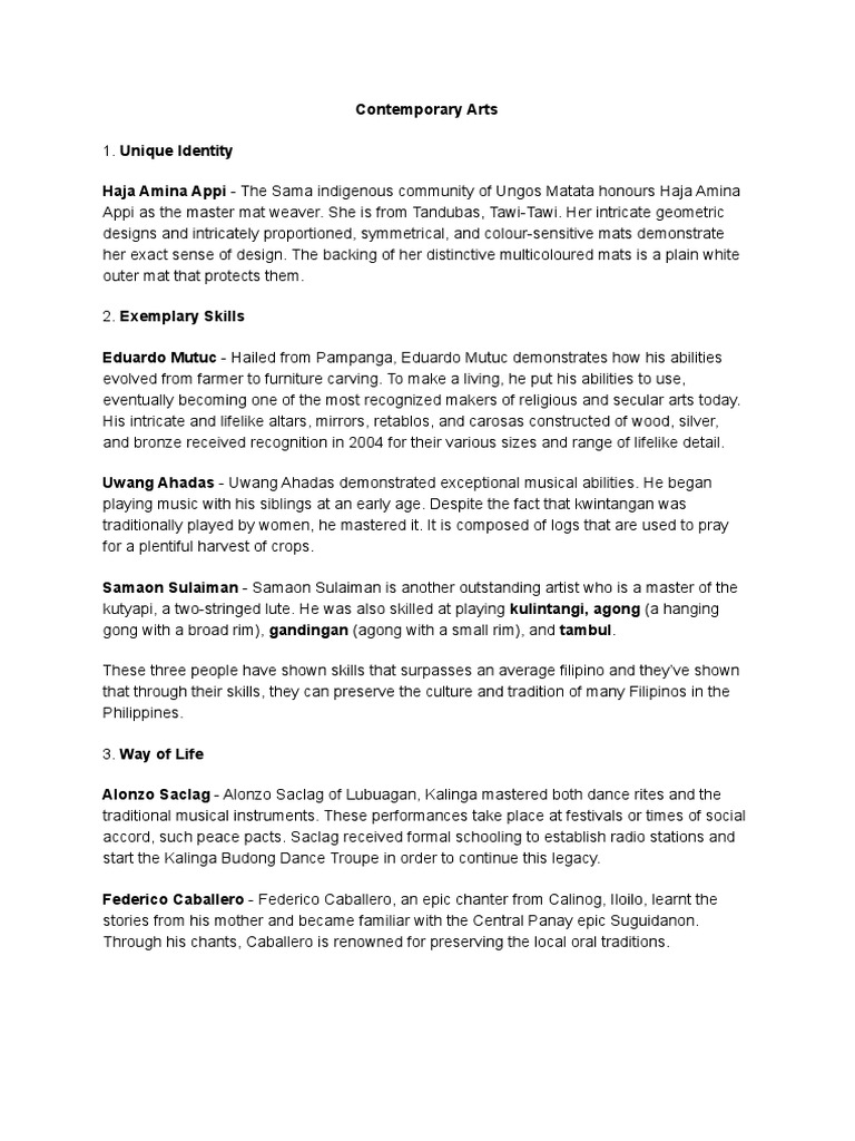 Contemporary Arts | PDF