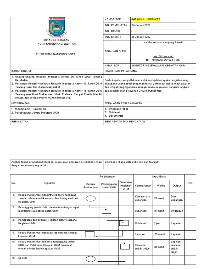 Sop Evaluasi Kegiatan Ukm | PDF