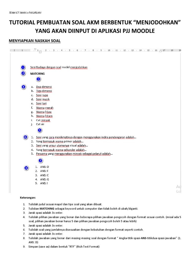 Tutorial Pembuatan Soal Akm Menjodohkan Isian Singkat | PDF | Metode & Bahan Ajar