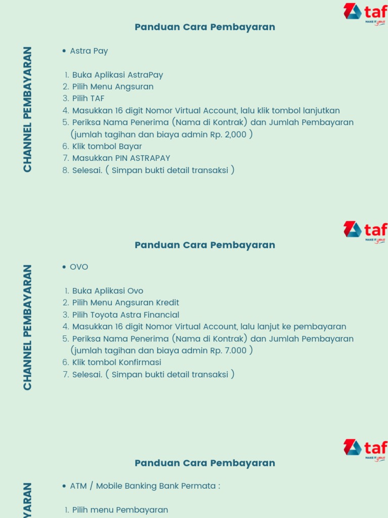 Panduan Cara Pembayaran | PDF