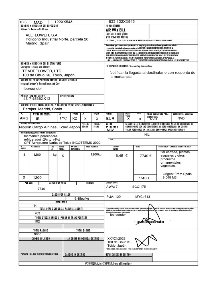 AIR - WAYBILL Ej 1 | PDF