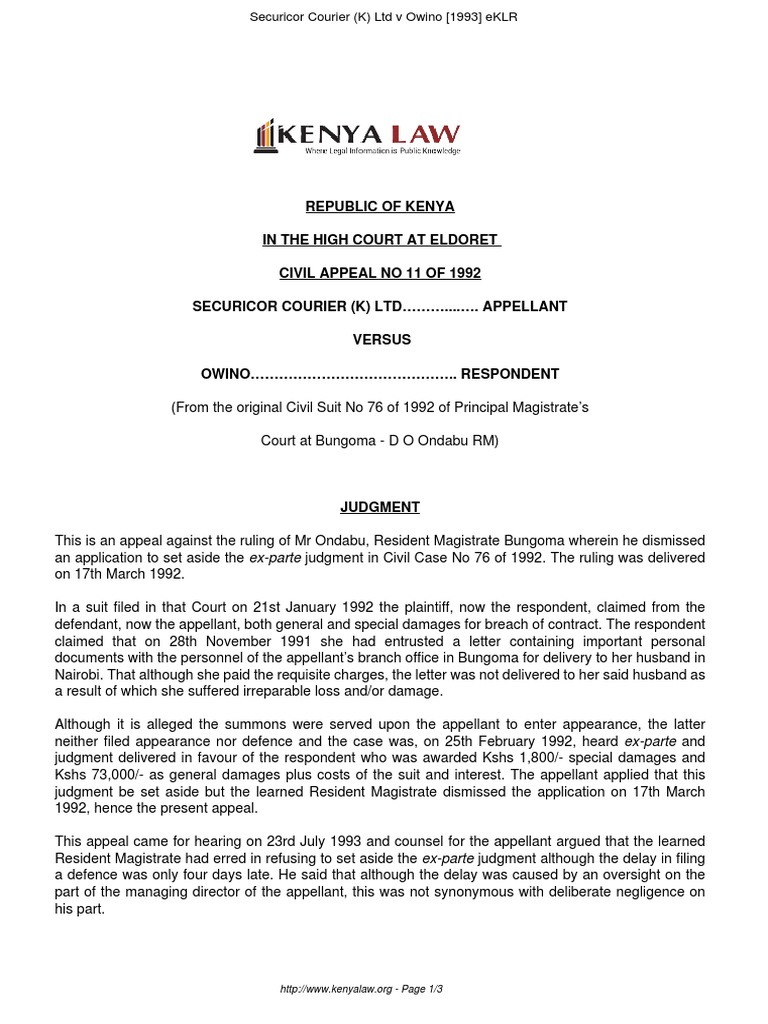 Civil Appeal 11 of 1992 | PDF