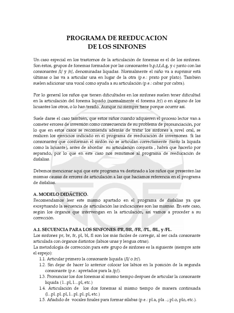 Reeducacion de Sinfones | PDF | Vocal | Habla