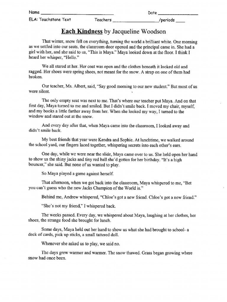 Each Kindness Text | PDF