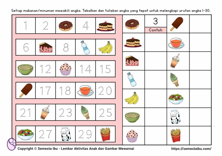 Belajar Berhitung 1-30 - Makanan Minuman | PDF