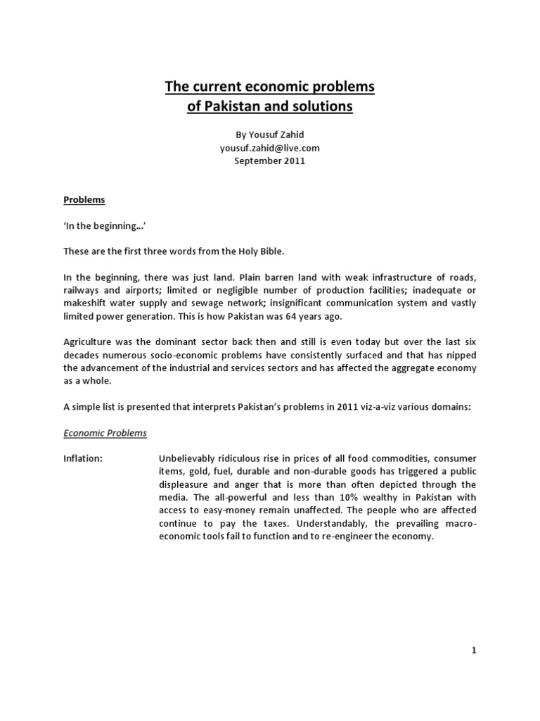 Economic Problems of Pakistan and Solutions | PDF | International ...