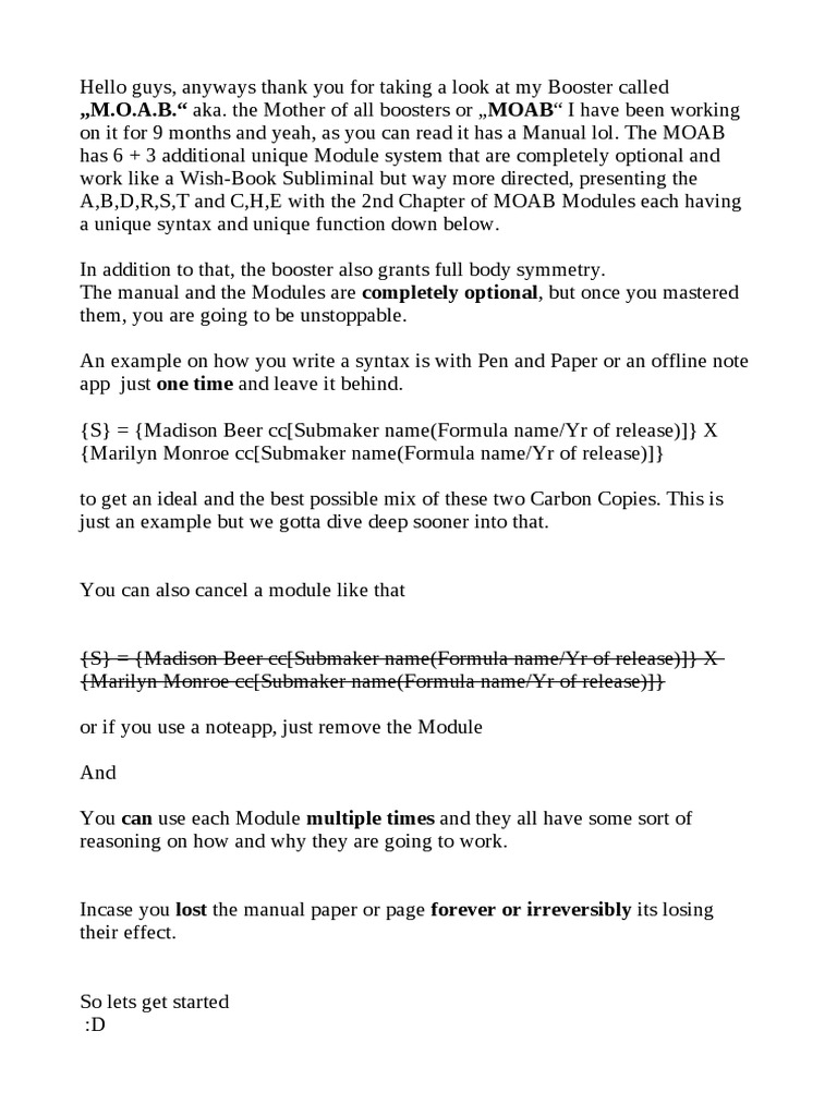 MOAB Booster: Unique Module Guide | PDF