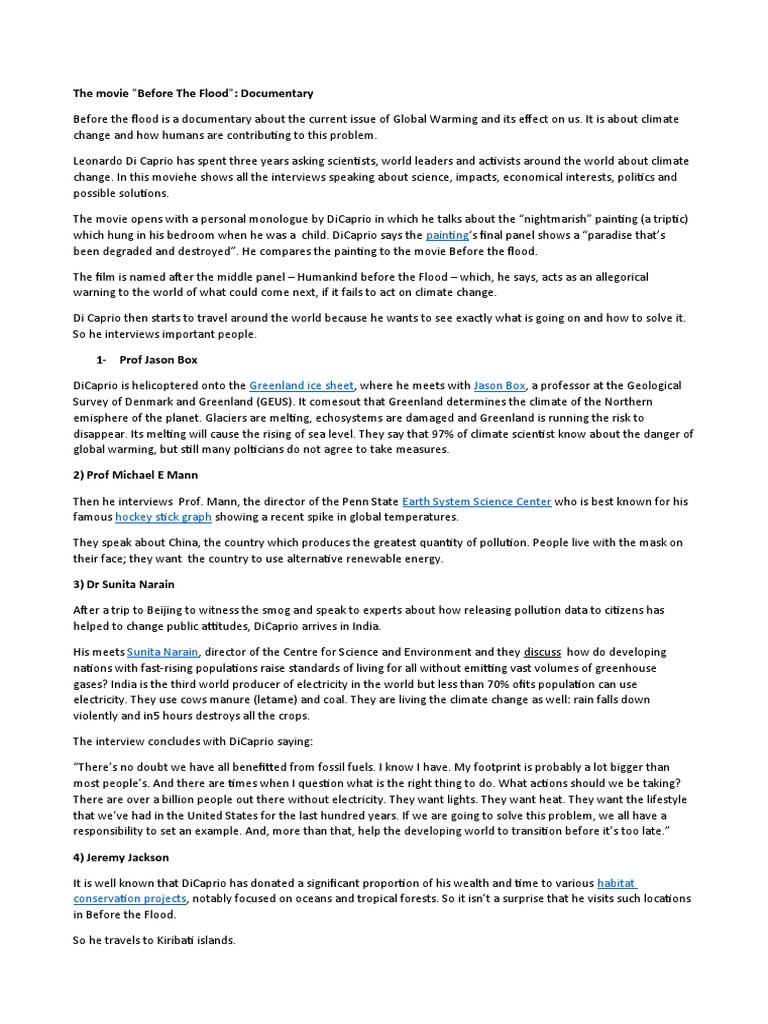 Before The Flood Movie | PDF | Climate Change | Pollution