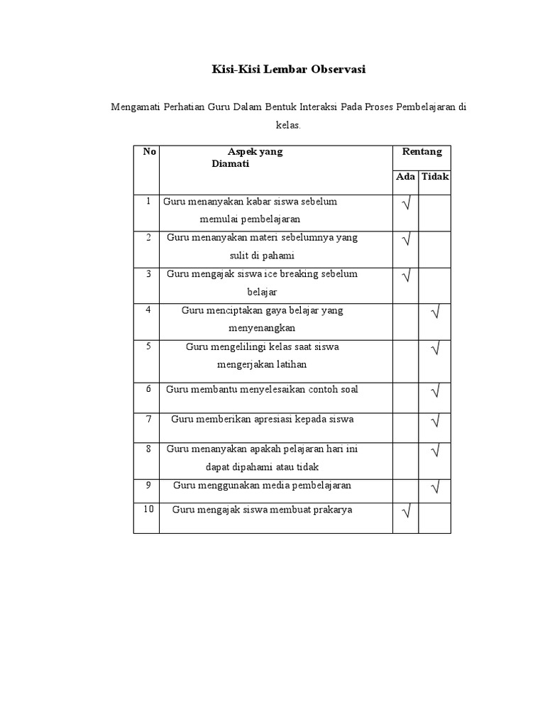 Lembar Observasi | PDF