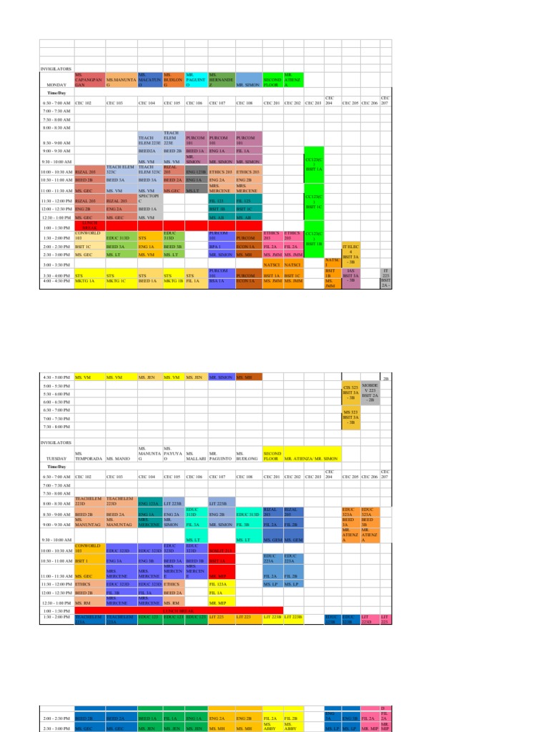 Midterm 2nd Sem Sked | PDF