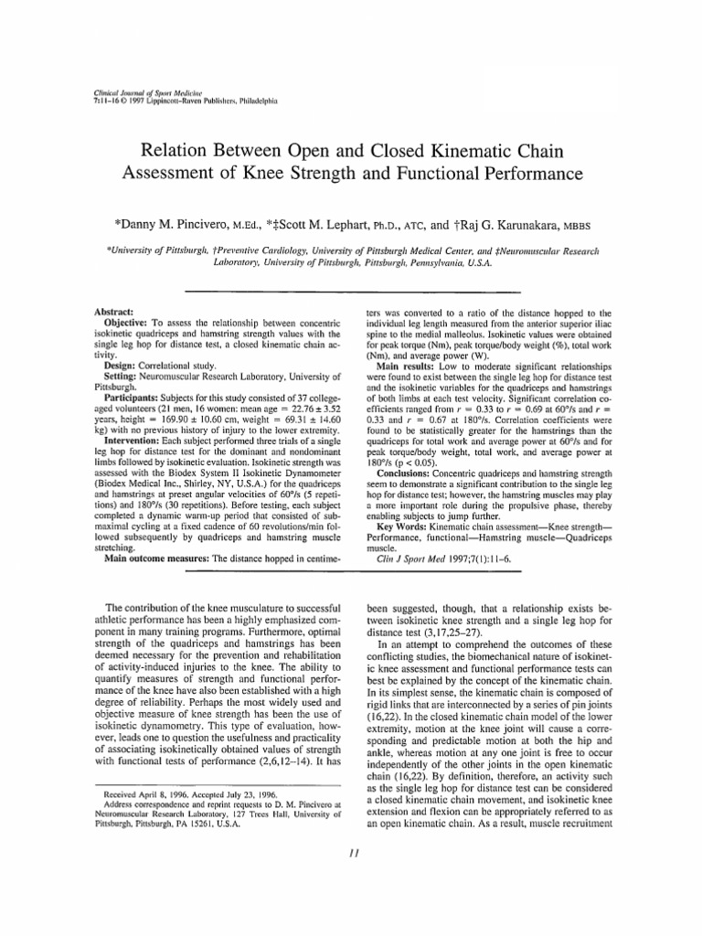 Assessment of Open and Closed Chain Functional Performence | PDF
