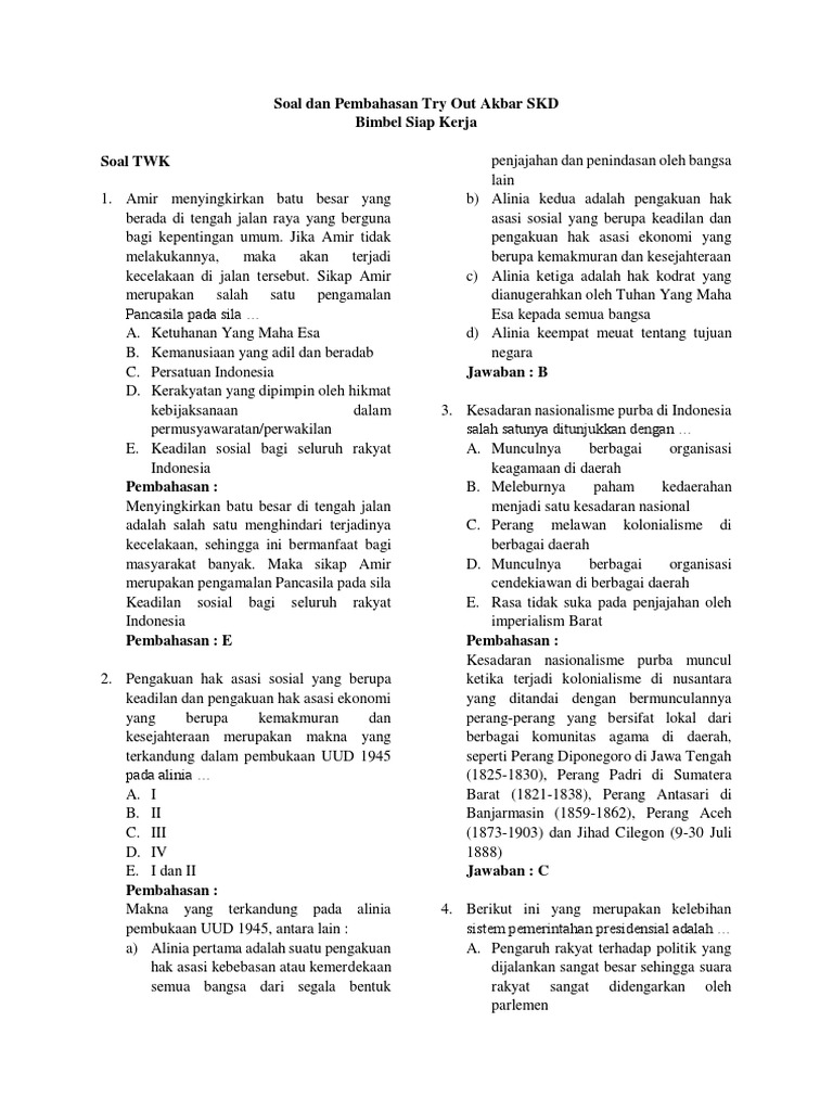 Pembahasan Soak Try Out SKD | PDF