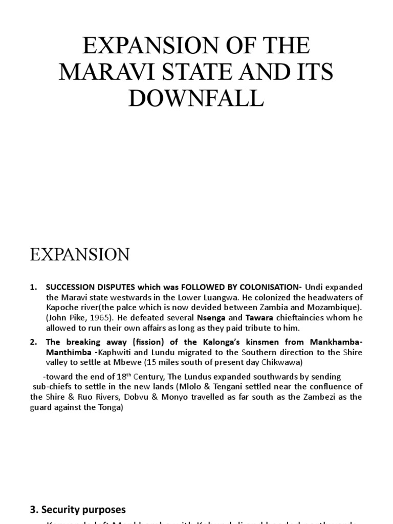 Expansion of The Maravi State and Its Downfall | PDF