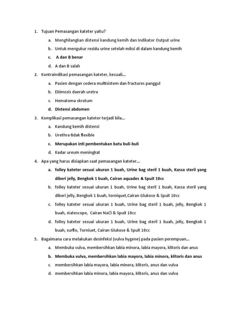 Soal Kateter | PDF | Griya & Taman | Kesehatan Holistik