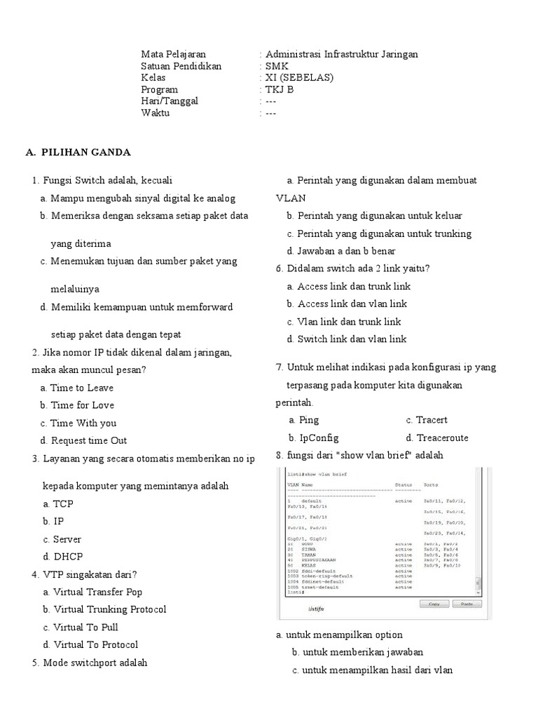 Soal Aij TKJ Kelas Xi | PDF