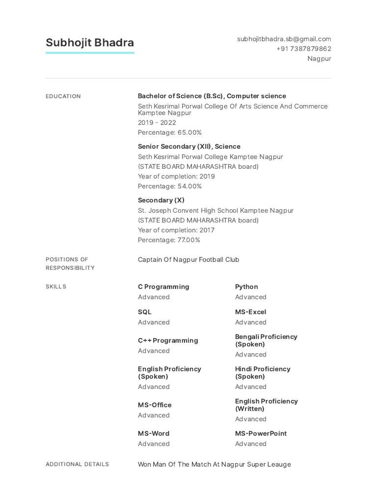 SubhojitBhadra InternshalaResume-3 | PDF