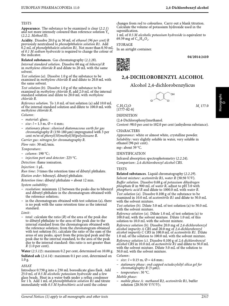 2 4 Dichlorobenzyl Alcohol PDF