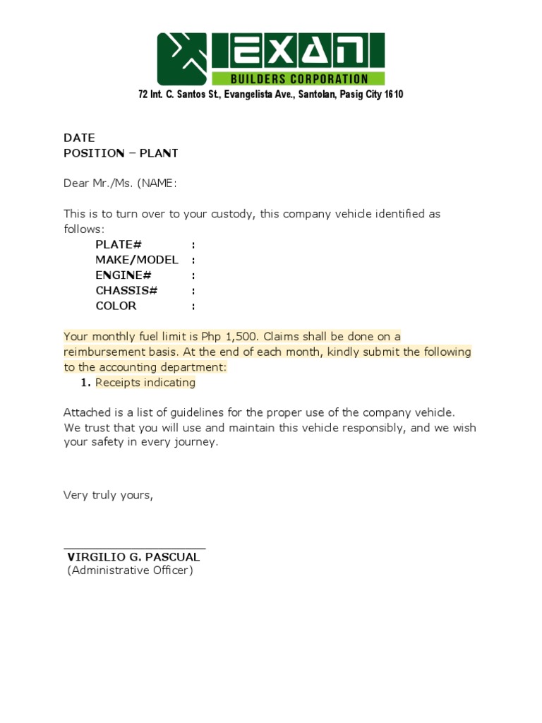 Company Vehicle Use Guidelines | PDF | Legal Liability | Vehicles