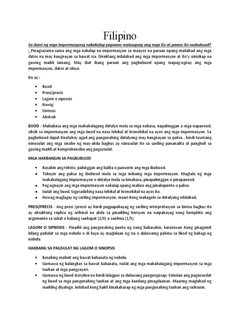 Filipino REVIEWER | PDF