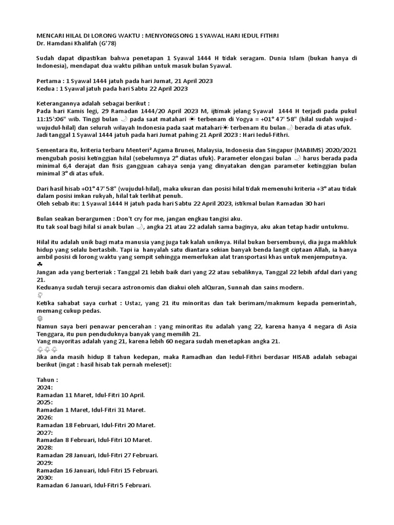 Mencari Hilal Di Lorong Waktu | PDF