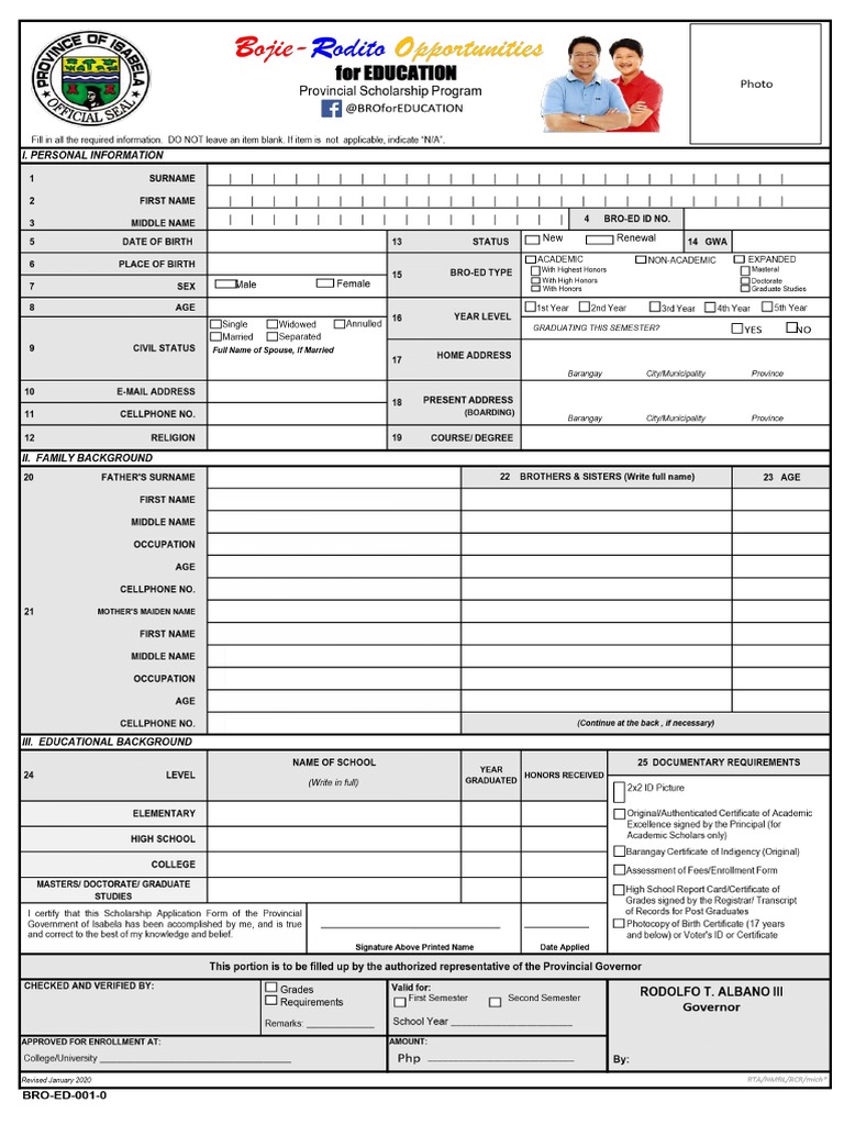 BRO-Ed Application Form | PDF