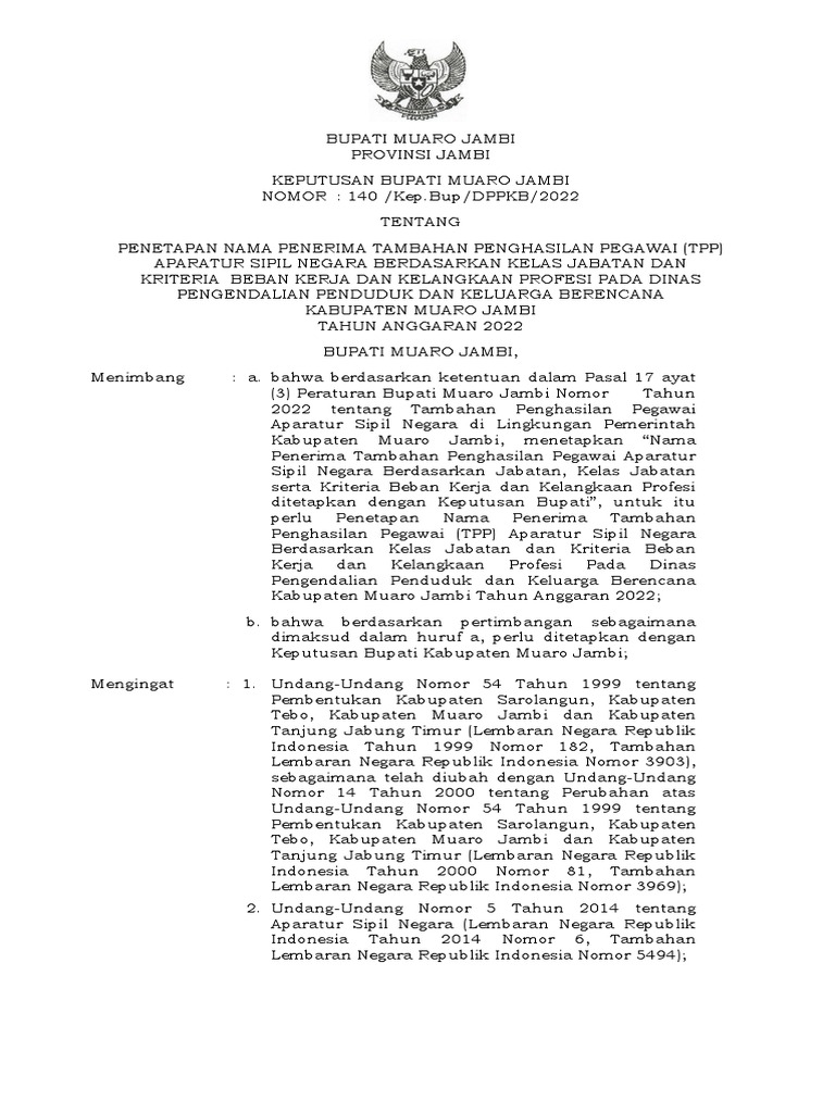 Draft SK Perubahan TPP 2023 TGL 25 April 2023 | PDF