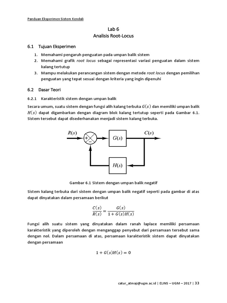 Eksp. Sistem Kendali - Bab 6-6 Rootlocus | PDF | Metode & Bahan Ajar | Sains & Matematika