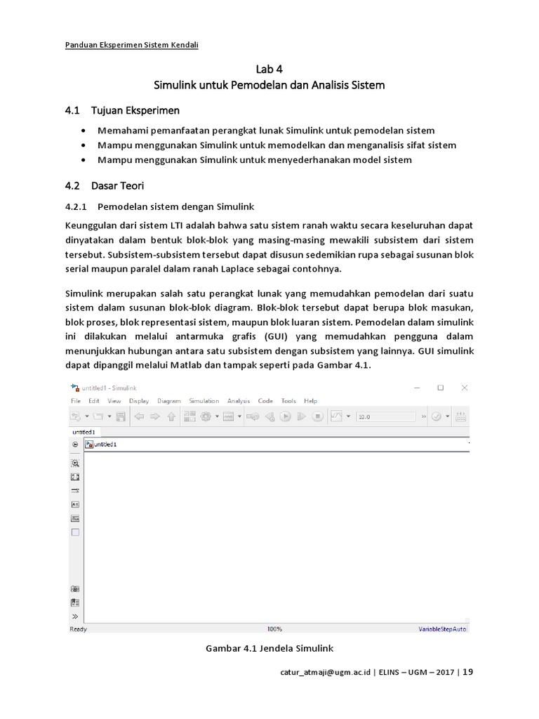 Eksp. Sistem Kendali - Bab 4-4 Simulink | PDF