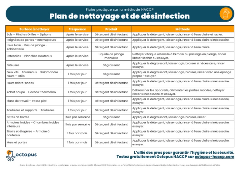Fiche Pratique HACCP - Plan de Nettoyage Et Désinfection | PDF