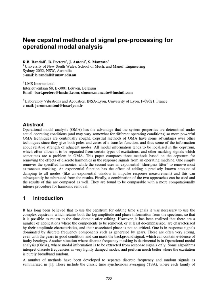 New Cepstral Methods Of Signal Pre Processing For Operational Modal Analysis Pdf