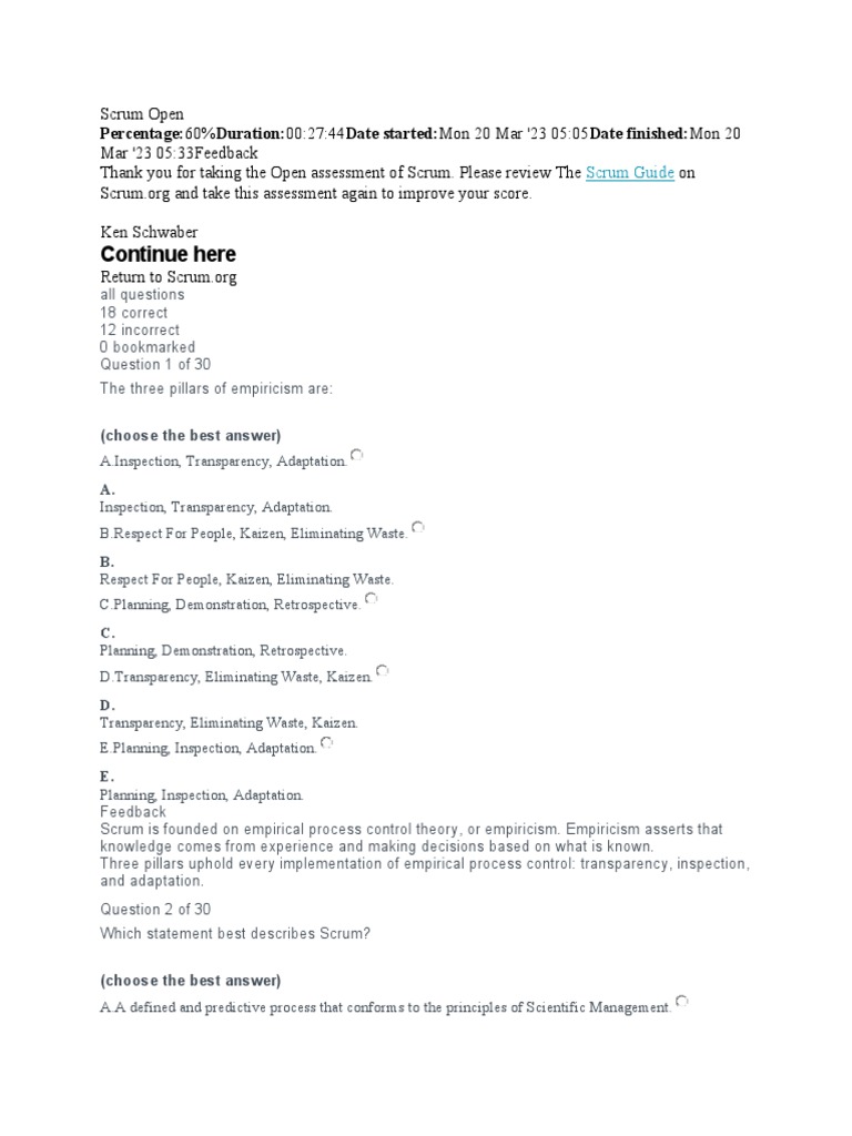 Scrum Open Test | PDF