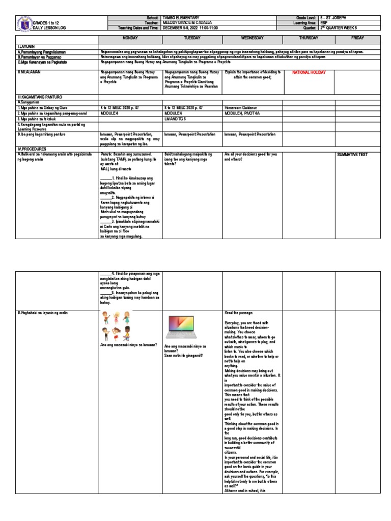 DLL_ESP-5_Q2_Week5 | PDF
