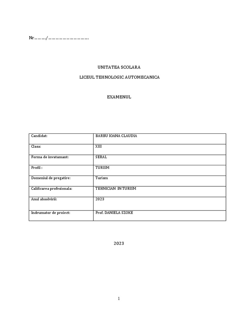 Atestat Tipuri de Turism | PDF