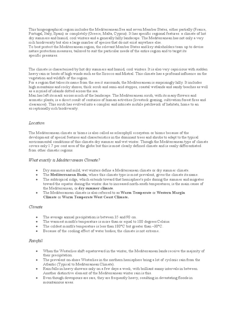 Mediterranean Region Essay | PDF